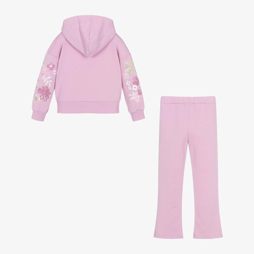 Mayoral - Girls Mauve Pink Cotton Flower Tracksuit | Childrensalon Outlet