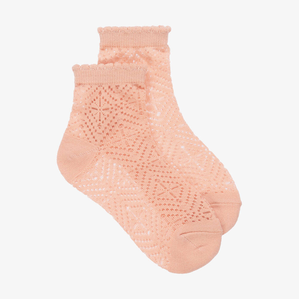 Mayoral - Girls Pink Pointelle Knit Ankle Socks | Childrensalon Outlet