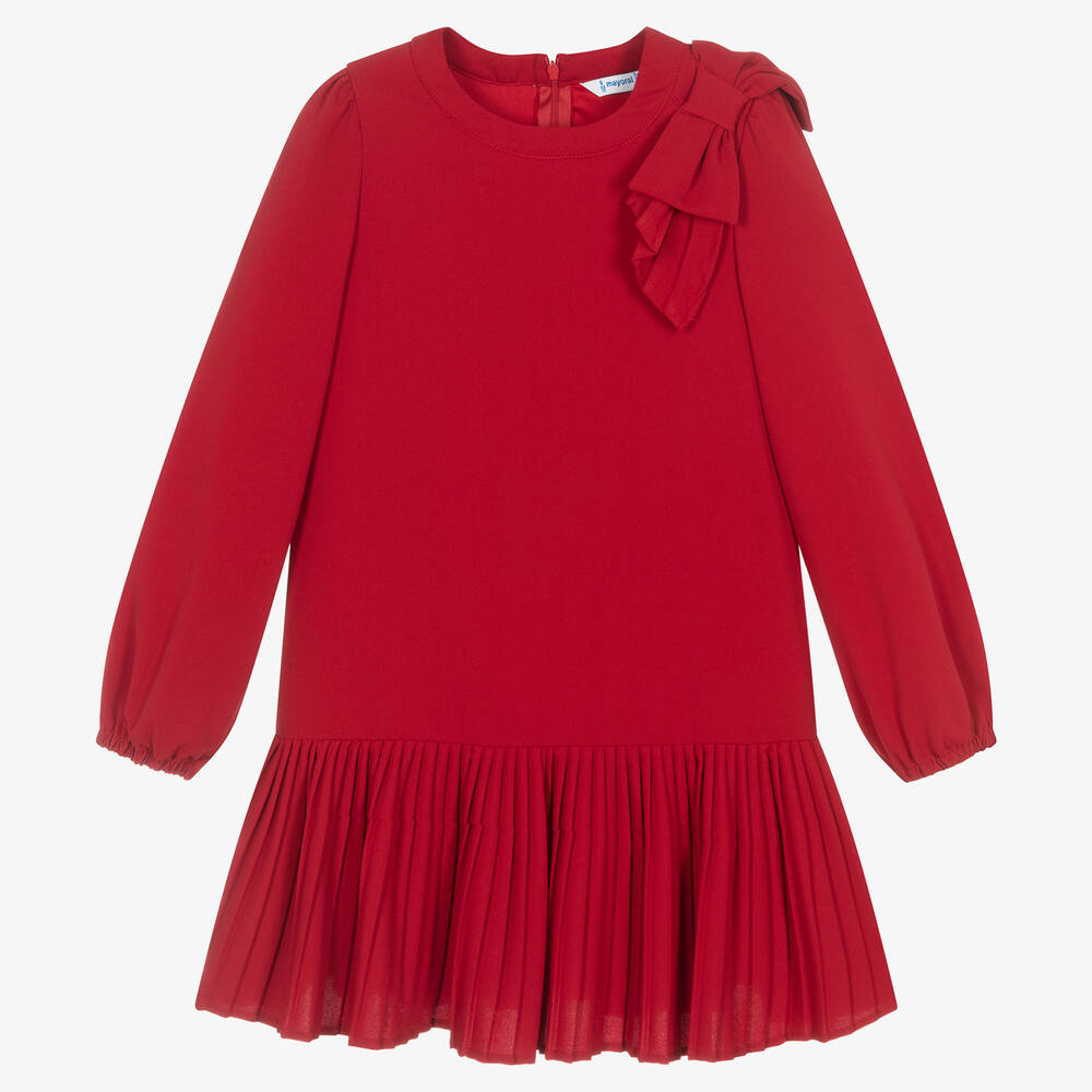Mayoral - Girls Red Crêpe Dress | Childrensalon Outlet