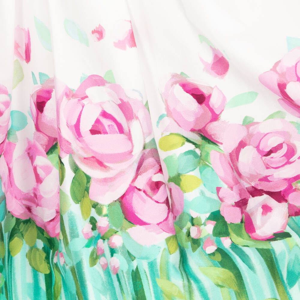 Mayoral - Girls White & Green Floral Print Dress | Childrensalon Outlet Mayoral - Girls White & Green Floral Print Dress | Childrensalon Outlet