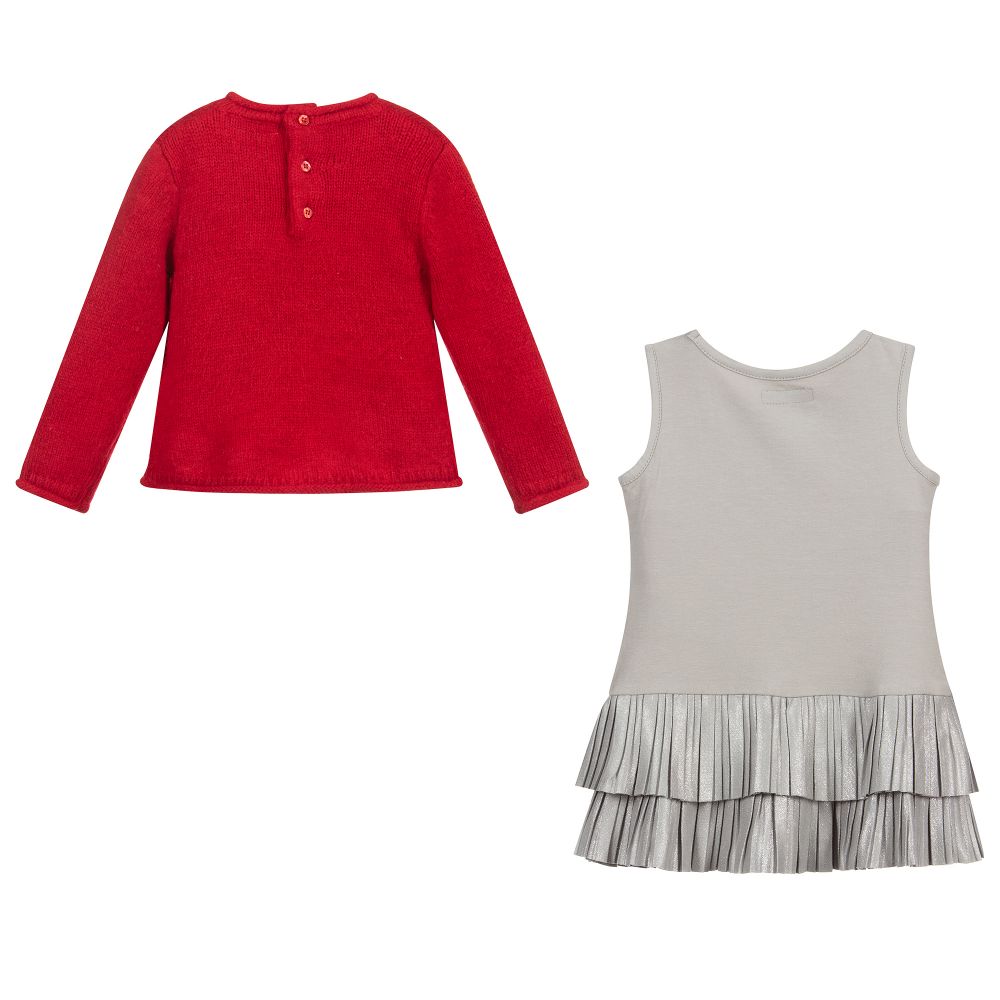 Mayoral - Red Sweater & Grey Dress Set | Childrensalon Outlet