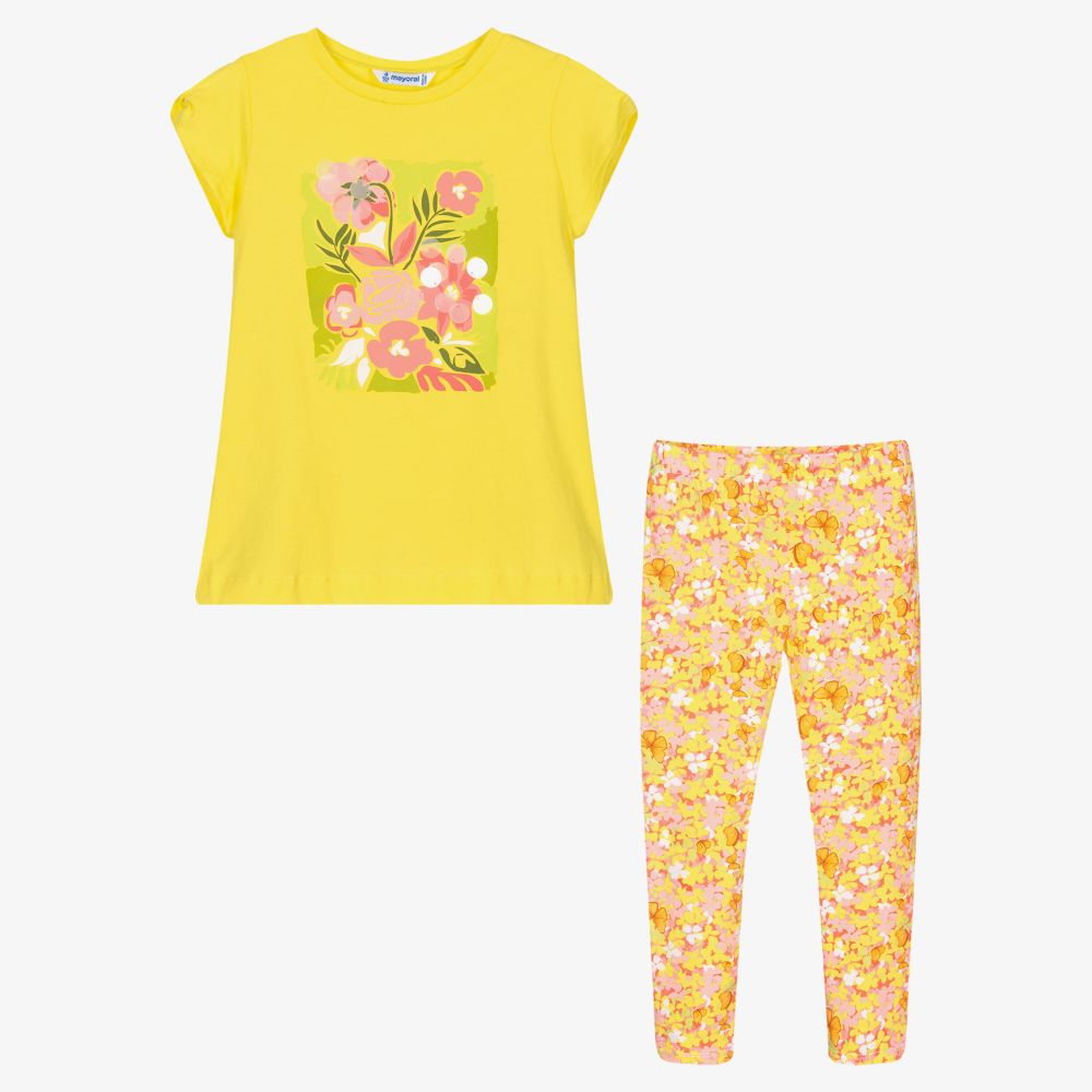 Mayoral - Yellow & Pink Leggings Set | Childrensalon Outlet Mayoral - Yellow & Pink Leggings Set | Childrensalon Outlet
