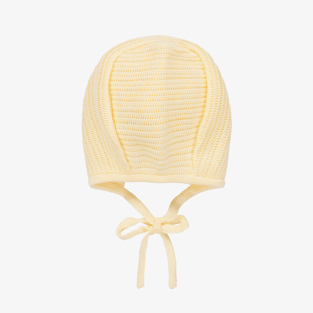 Mebi - Yellow Knitted Baby Bonnet | Childrensalon Outlet