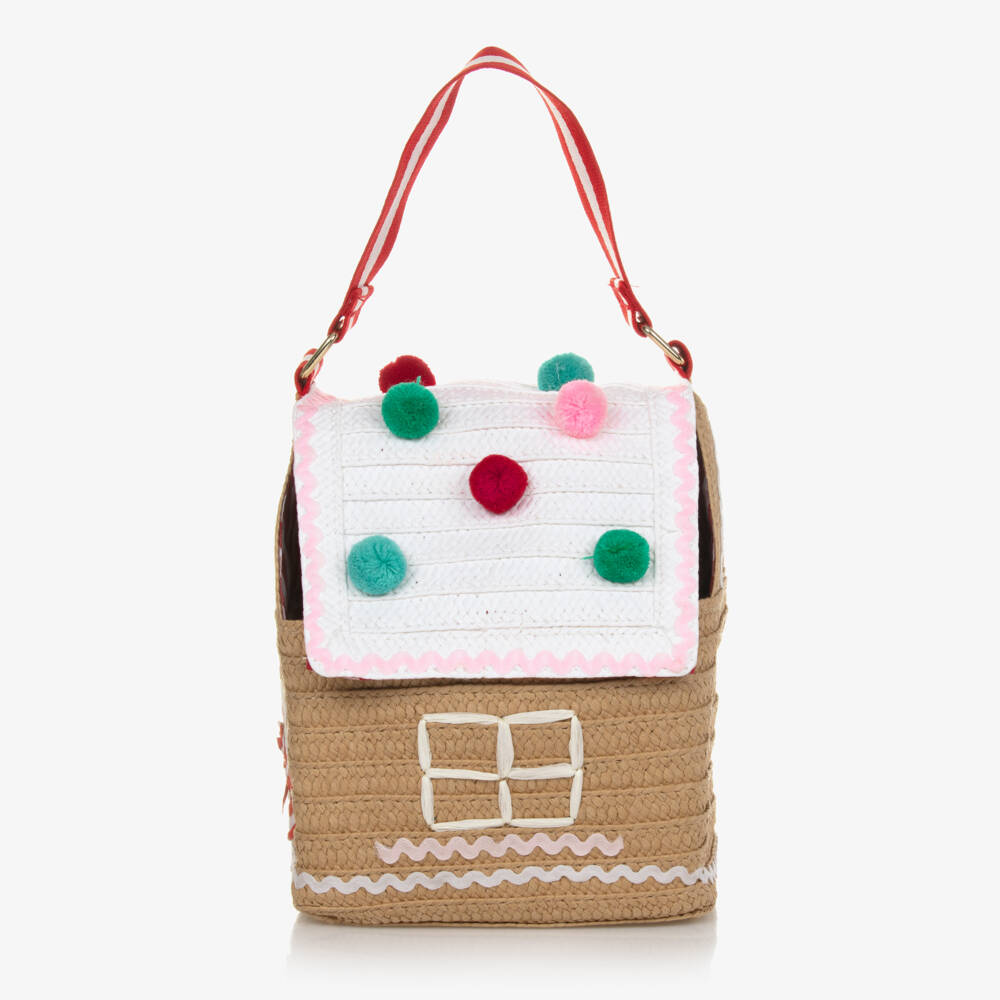 Meri Meri - Girls Beige Gingerbread House Bag (22cm) | Childrensalon Outlet