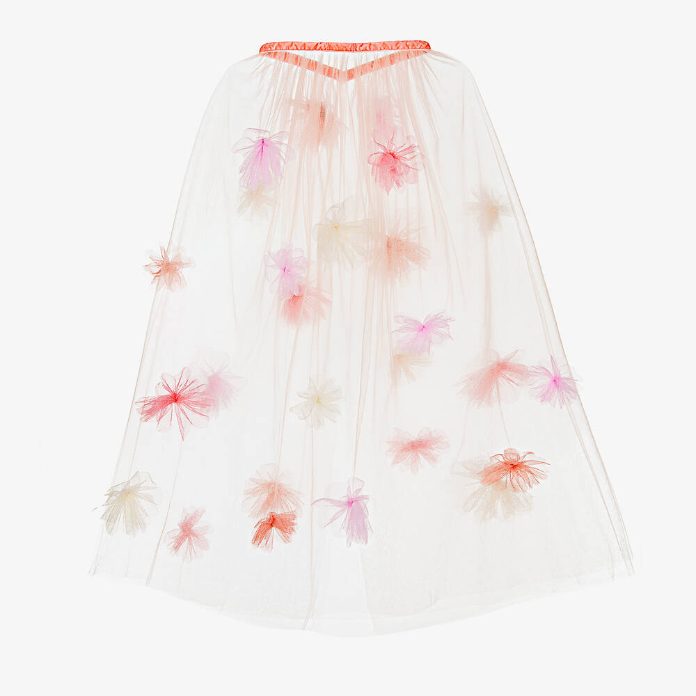 Meri Meri - Girls Coral Pink Flower Cape | Childrensalon Outlet