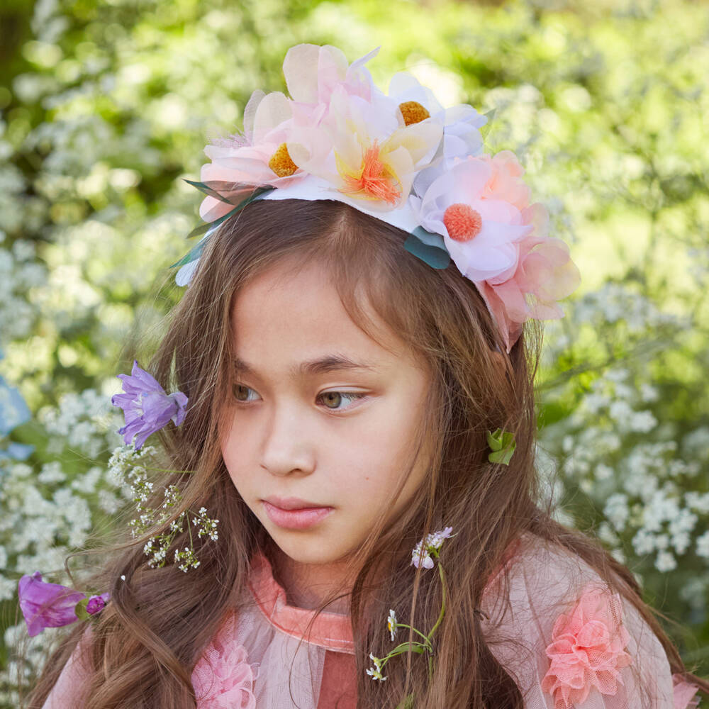 Meri Meri Girls Pink White Floral Hairband