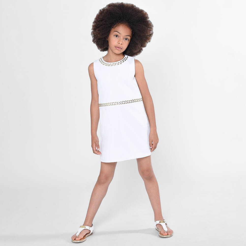 Michael Kors Kids - Girls White Crêpe Shift Dress | Childrensalon Outlet
