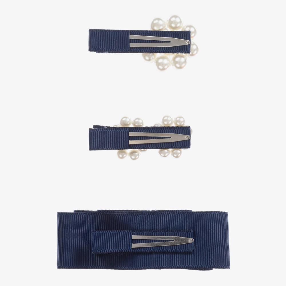 Milledeux - Navy Blue Hair Clips (3 Pack) | Childrensalon Outlet