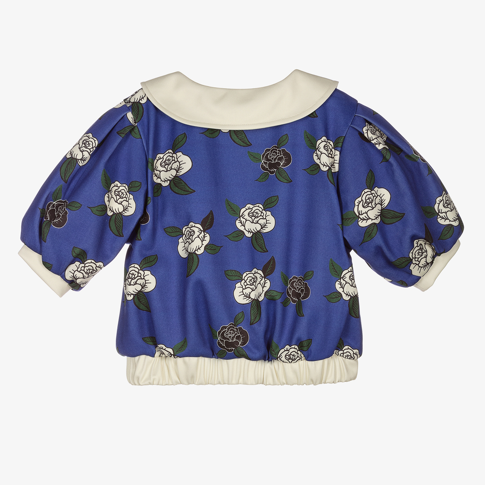 Mini Rodini - Blue Roses Cropped Jacket | Childrensalon Outlet