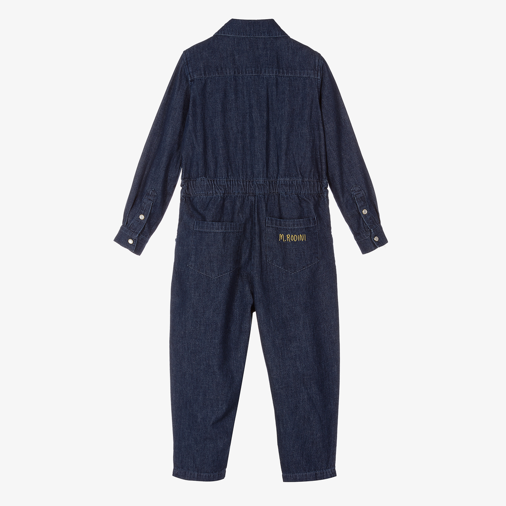 Mini Rodini - Girls Dark Blue Denim Jumpsuit | Childrensalon Outlet