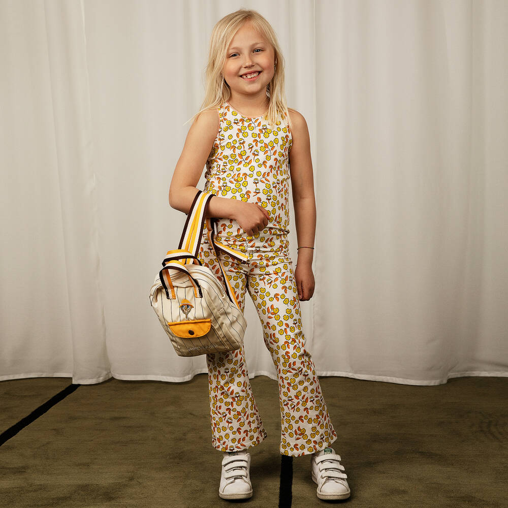 Mini Rodini - Girls Ivory Cotton Floral Print T-Shirt | Childrensalon ...