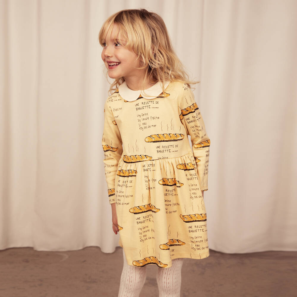 Mini Rodini - Girls Yellow Organic Cotton Baguette Dress ...