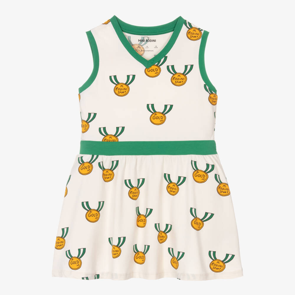Mini Rodini - Ivory Organic Cotton Medals Dress | Childrensalon Outlet