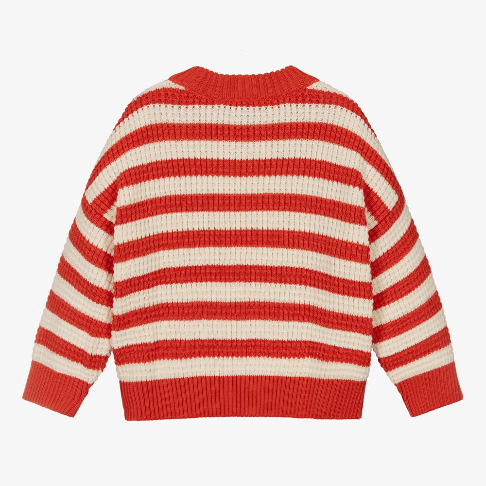 Mini Rodini - Red & Ivory Striped Cotton Sweater | Childrensalon Outlet