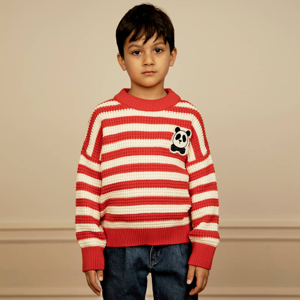 Mini Rodini - Red & Ivory Striped Cotton Sweater | Childrensalon Outlet