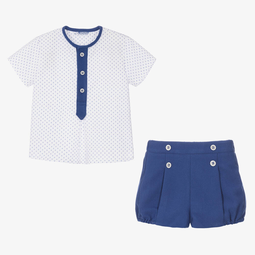 Miranda - Baby Boys White & Blue Shorts Set | Childrensalon Outlet