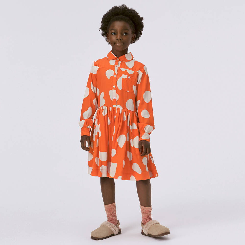 Molo - Girls Red Viscose Spot Dress | Childrensalon Outlet