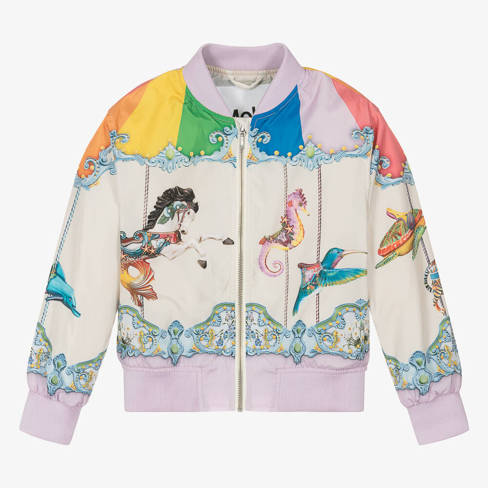 Molo - Teen Girls Ivory & Purple Bomber Jacket | Childrensalon Outlet