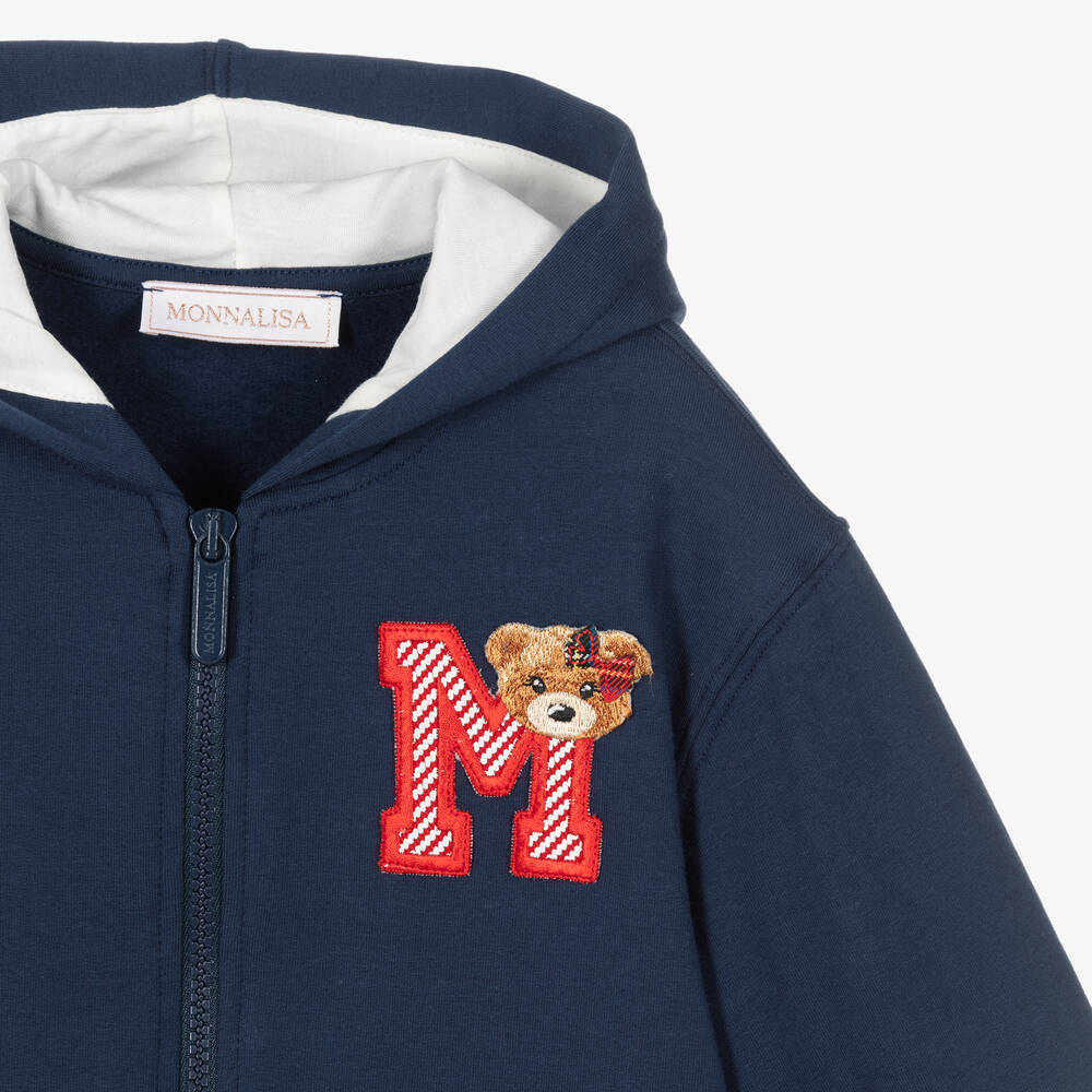 Monnalisa - Girls Blue Logo Zip-Up Top | Childrensalon Outlet