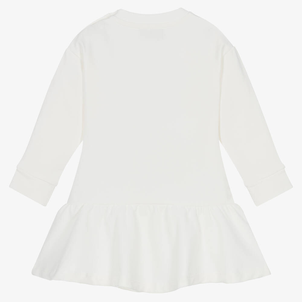 Moschino Baby - Girls Ivory Cotton Teddy Bear Dress Moschino Baby - Girls Ivory Cotton Teddy Bear Dress