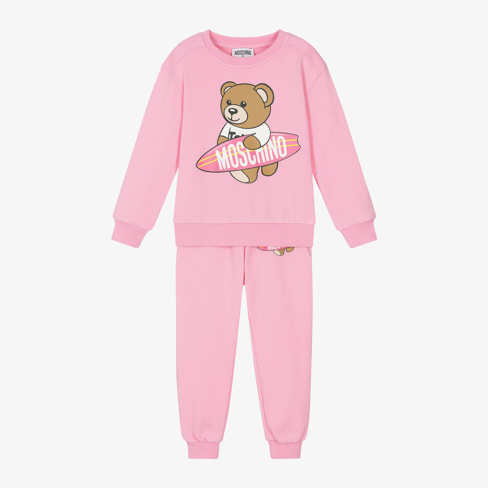 Moschino Kid-Teen - Girls Pink Cotton Teddy Bear Tracksuit ...