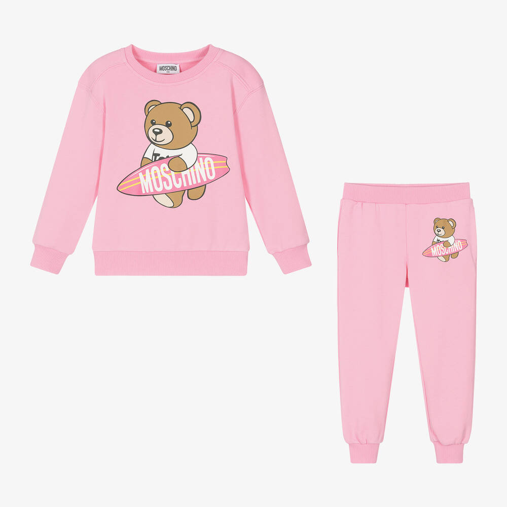 Moschino Kid-Teen - Girls Pink Cotton Teddy Bear Tracksuit ...