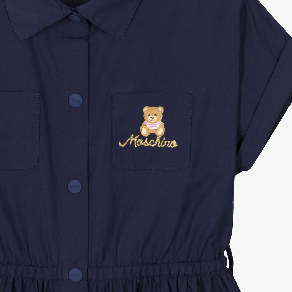 Moschino Kid-Teen - Teen Girls Blue Teddy Logo Shirt Dress ...