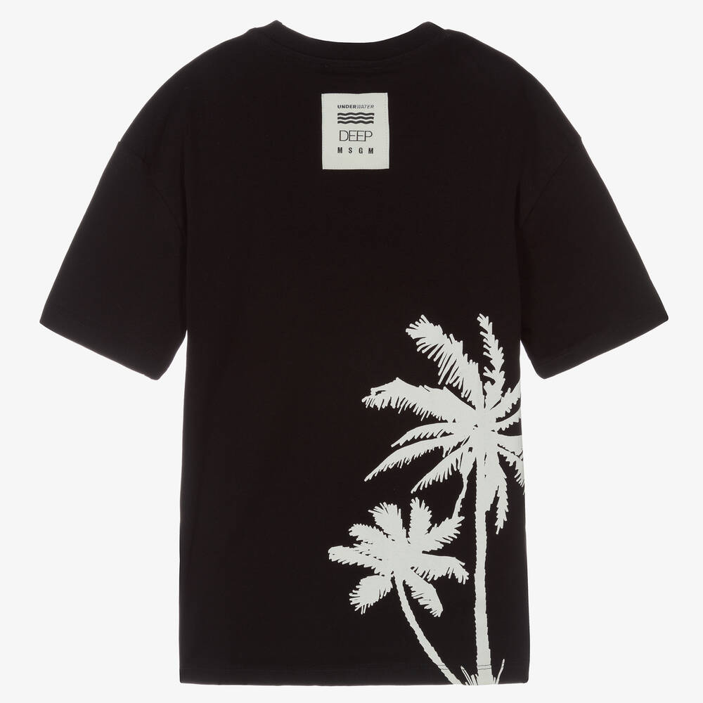 MSGM - Черная футболка с пальмами | Childrensalon Outlet