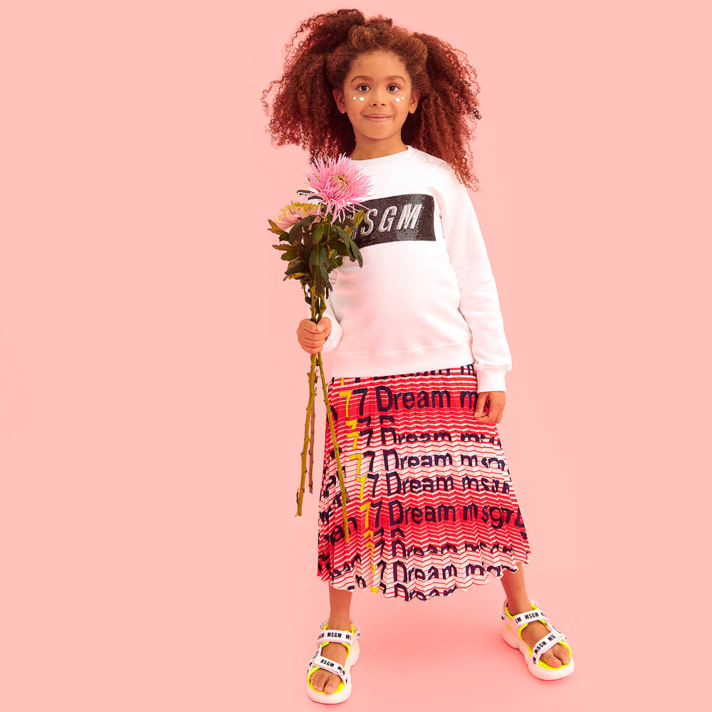 MSGM - White & Yellow Logo Sandals | Childrensalon Outlet