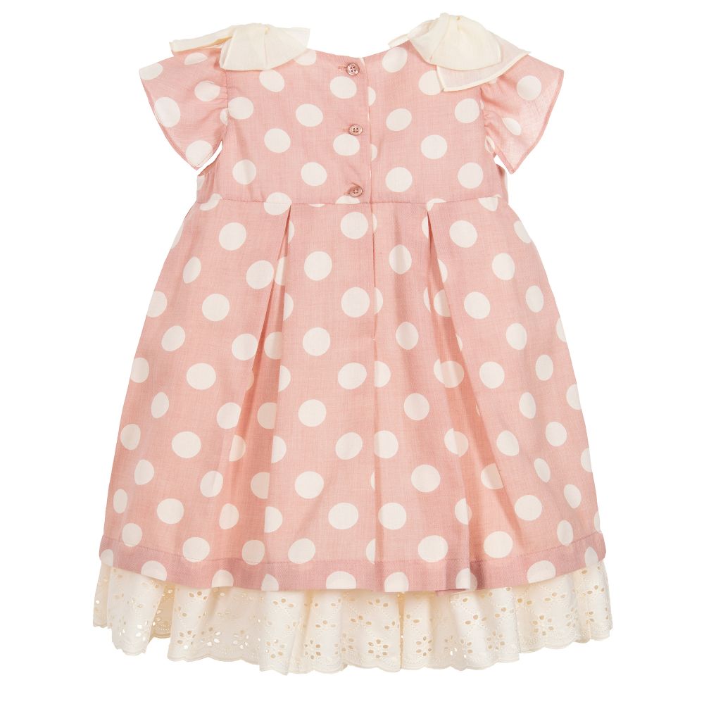 Nanos - Girls Pink Polka Dot Dress | Childrensalon Outlet