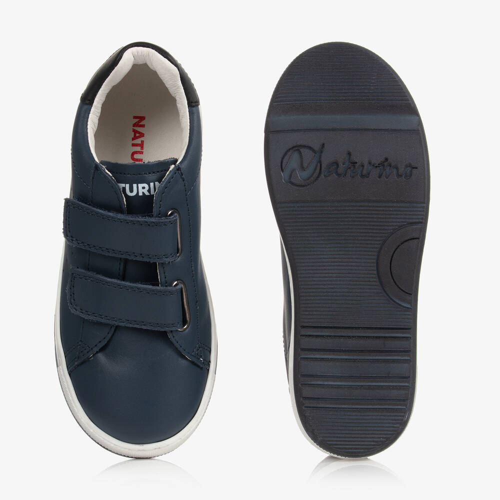 Naturino - Boys Navy Blue Leather Trainers | Childrensalon Outlet