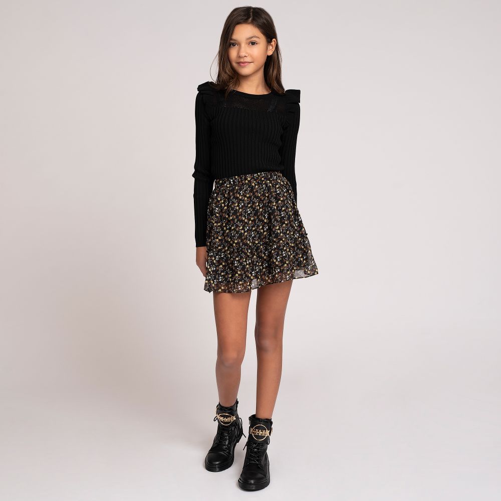 NIK&NIK - Girls Black Floral Skirt | Childrensalon Outlet