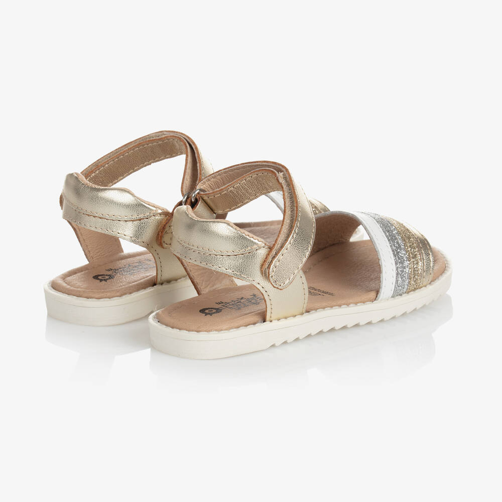Old Soles - Girls Ivory & Gold Leather Sandals | Childrensalon Outlet