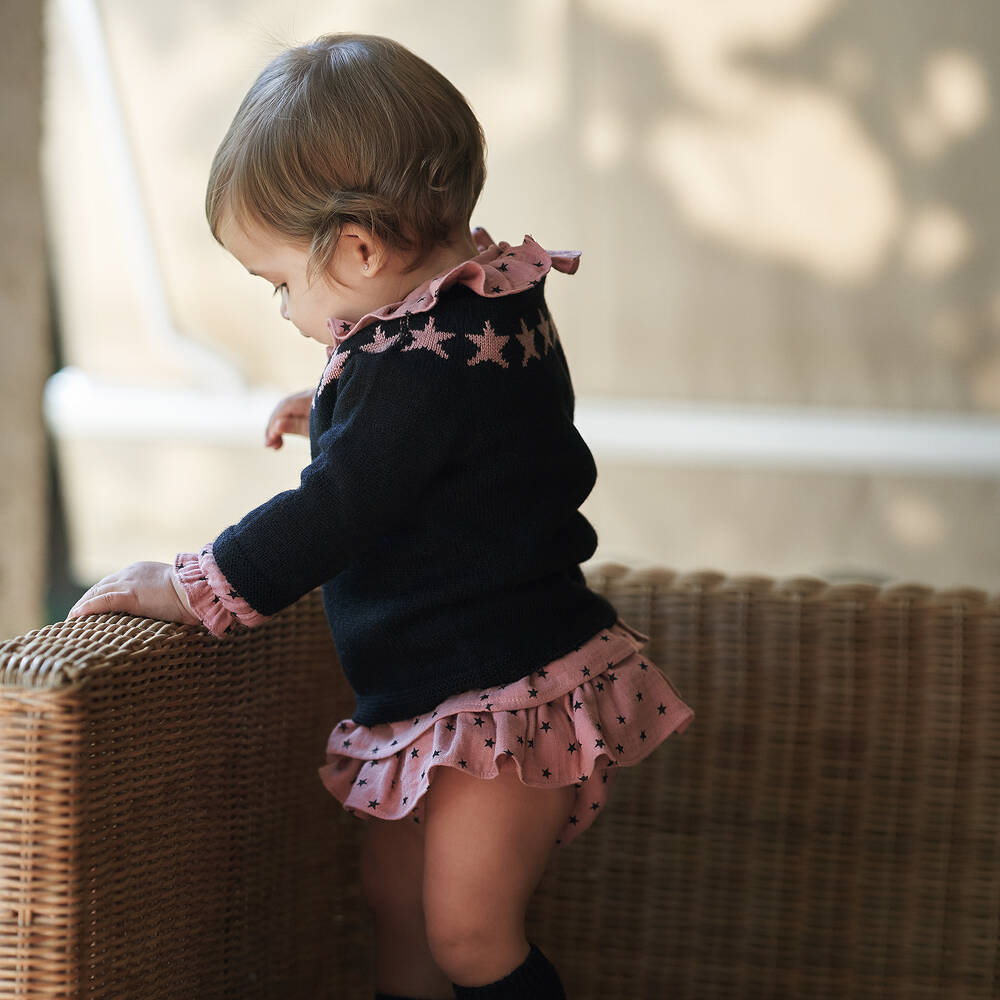 Paloma de la O - Baby Girls Pink Star Knickers | Childrensalon Outlet