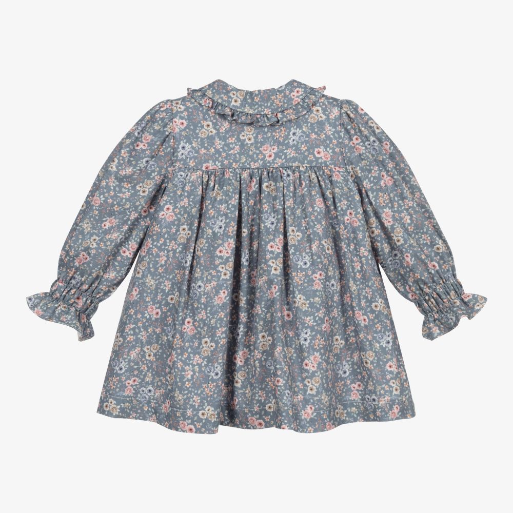 Paloma de la O - Blue Floral Cotton Dress | Childrensalon Outlet Paloma de la O - Blue Floral Cotton Dress | Childrensalon Outlet