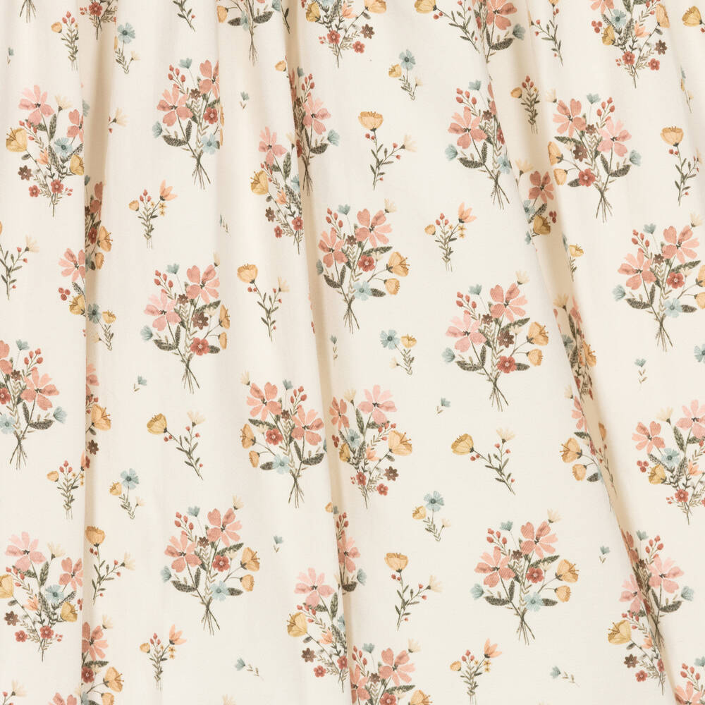 Paloma de la O - Girls Ivory Floral Cotton Dress | Childrensalon Outlet