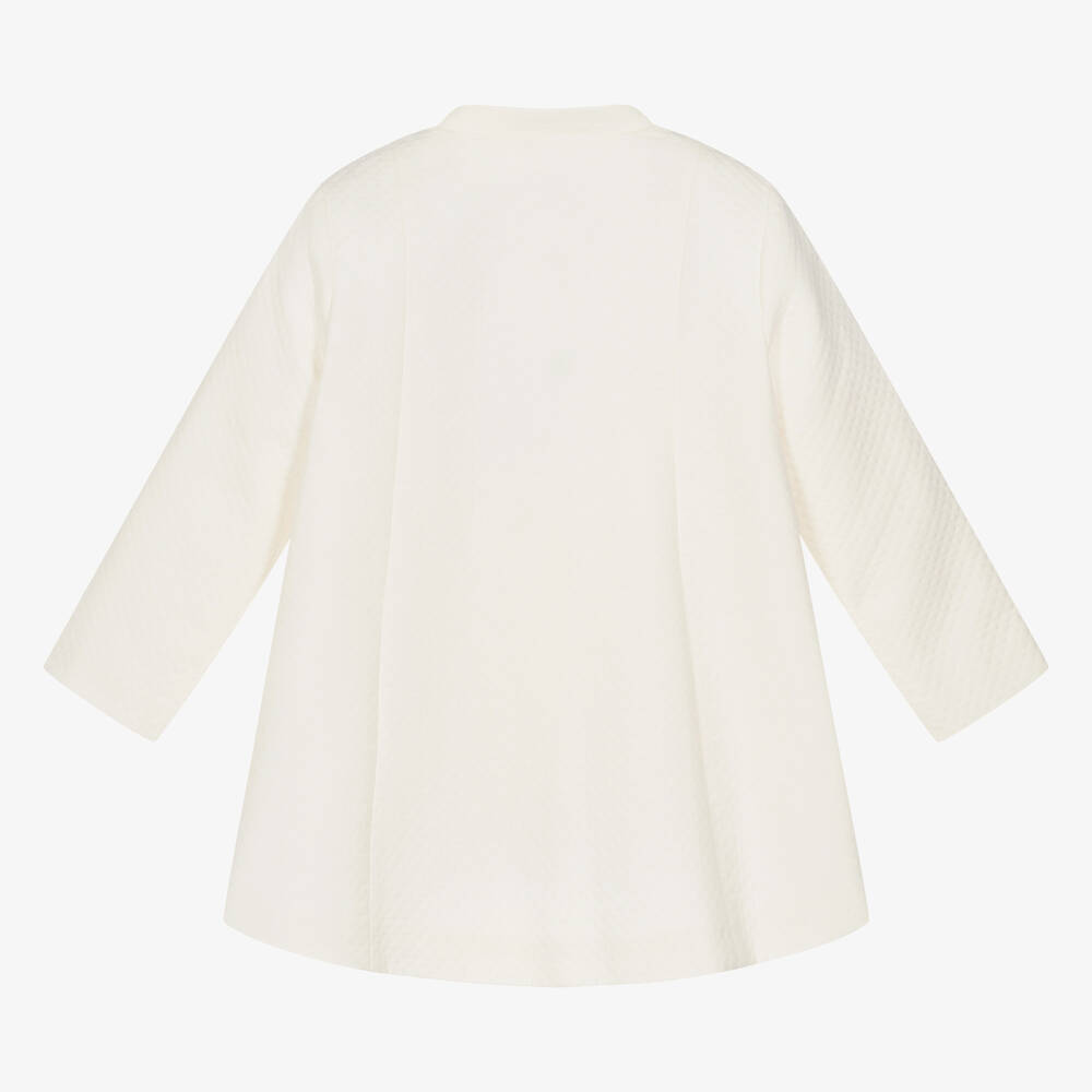 Pan Con Chocolate - Girls Ivory Cotton Quilted Coat | Childrensalon Outlet