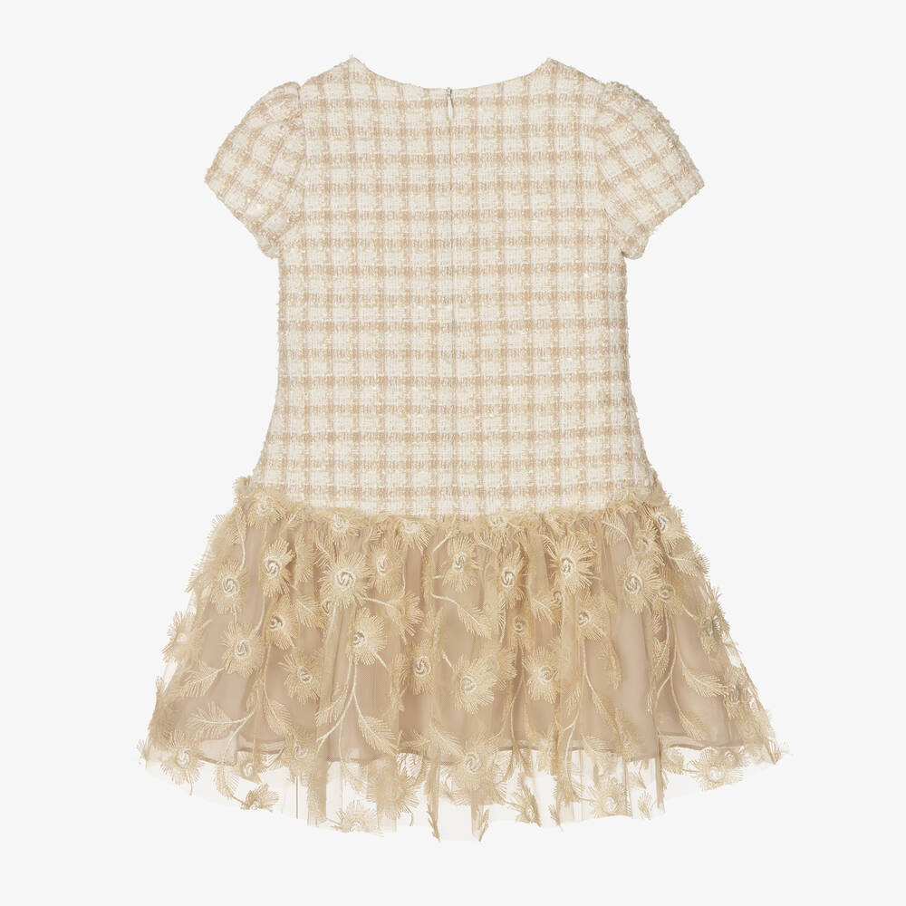 Patachou - Robe beige carreaux et fleurs fille | Childrensalon Outlet