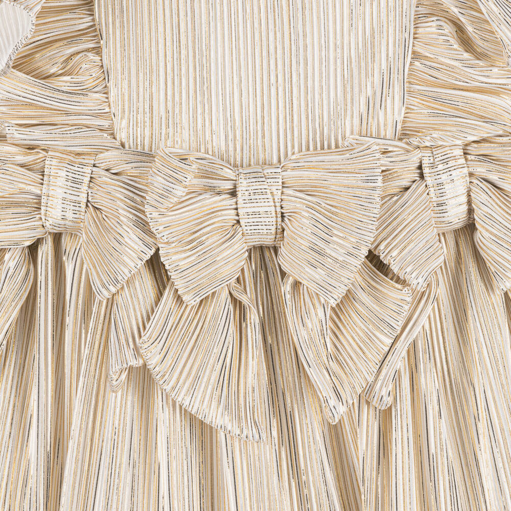 Patachou - Girls Gold Mesh Bow Dress | Childrensalon Outlet