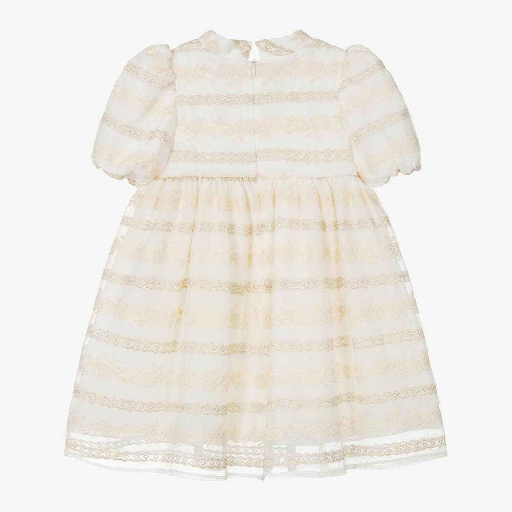 Patachou - Robe ivoire dorée en mousseline | Childrensalon Outlet
