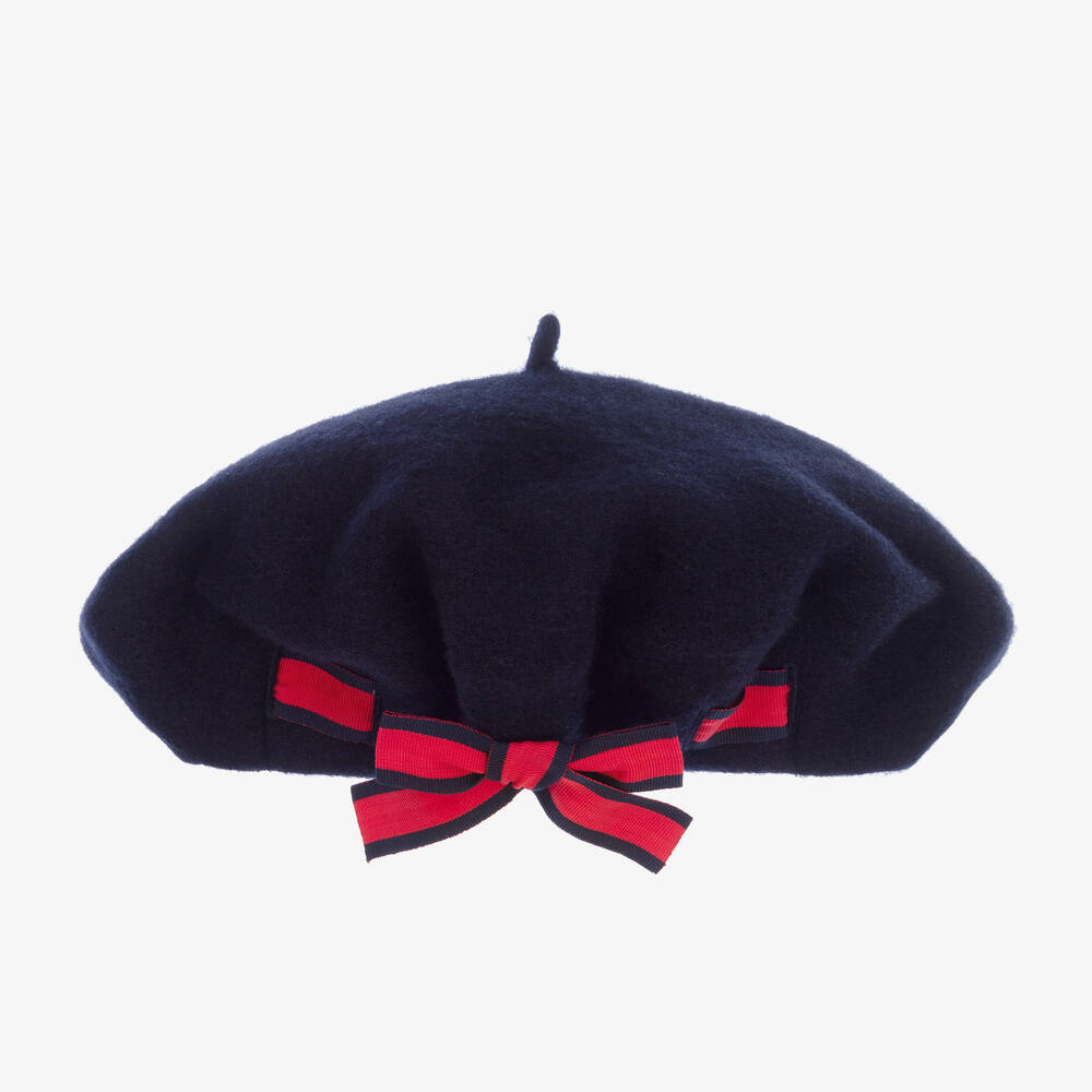 Patachou - Girls Navy Blue Wool Beret | Childrensalon Outlet