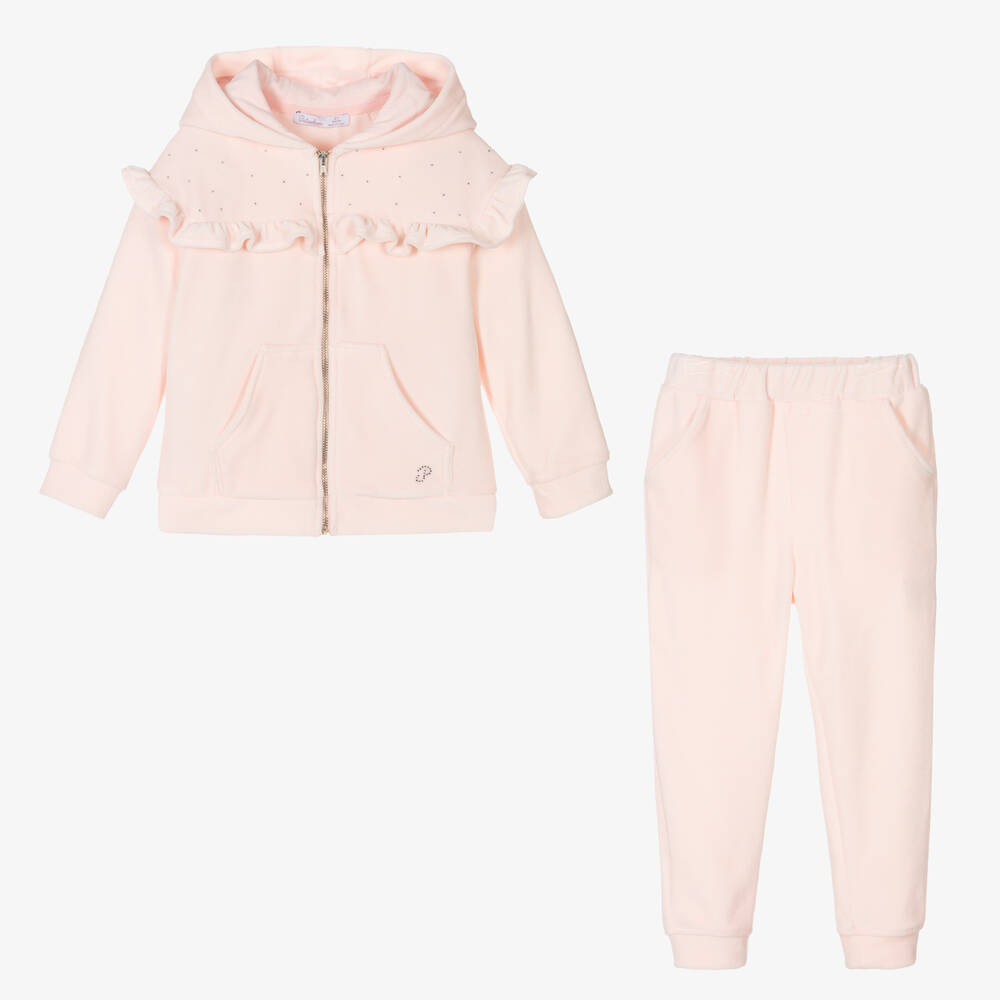 Patachou - Girls Pink Velour Tracksuit | Childrensalon Outlet