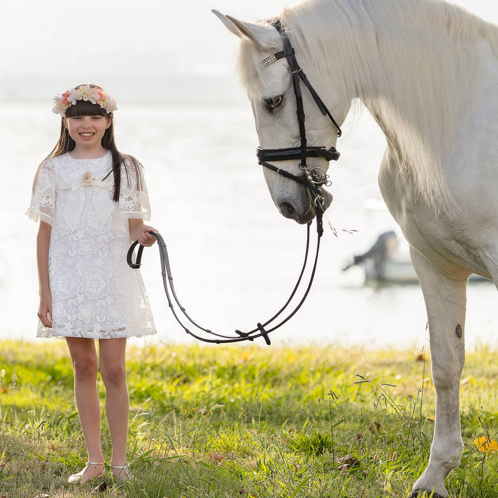 Patachou - Girls White Embroidered Shift Dress | Childrensalon Outlet