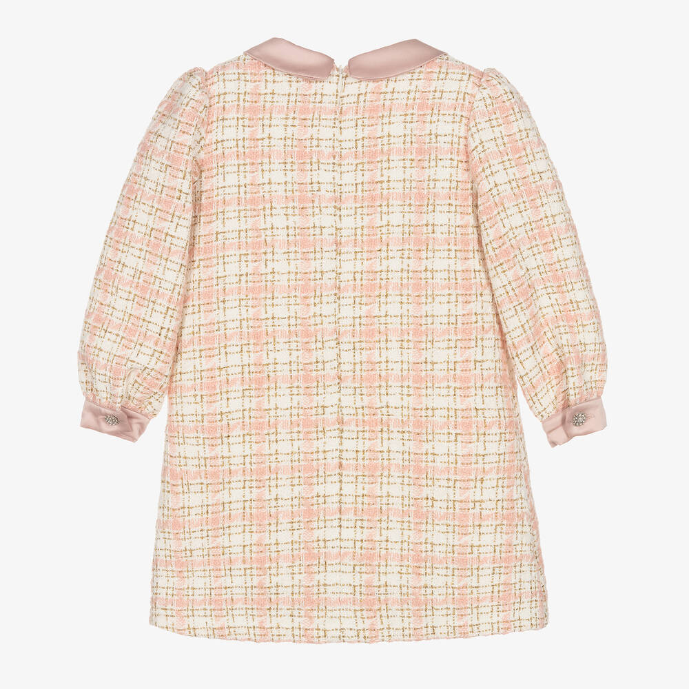 Patachou - Girls White & Pink Tweed Dress | Childrensalon Outlet