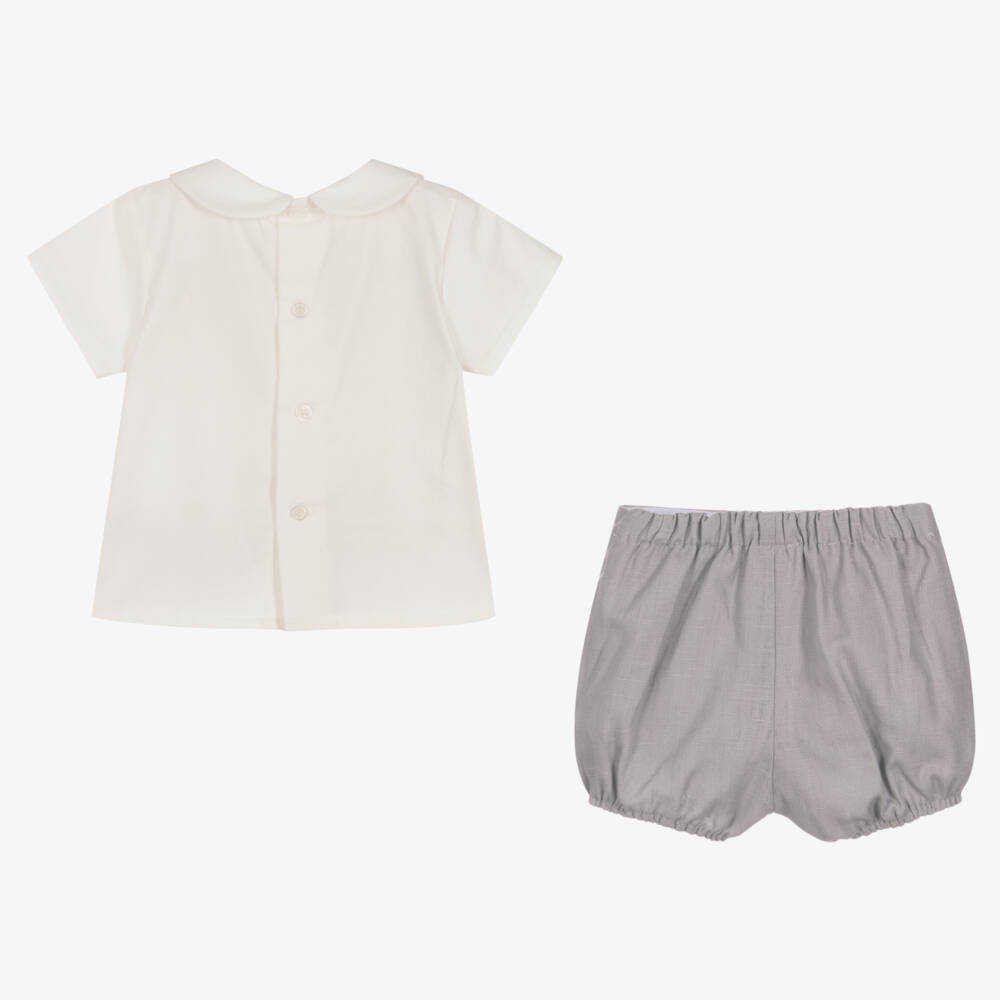 PAZ Rodríguez - Baby Boys Ivory & Grey Smocked Shorts Set ...