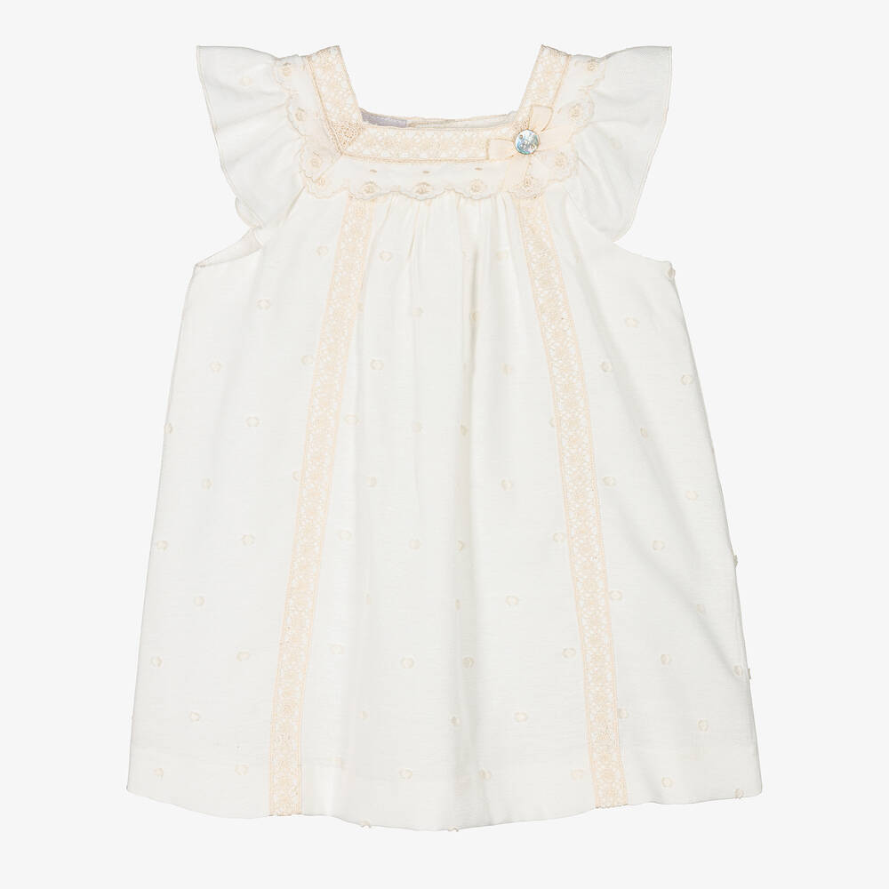 PAZ Rodríguez - Baby Girls Ivory Lace Trim Dress | Childrensalon Outlet