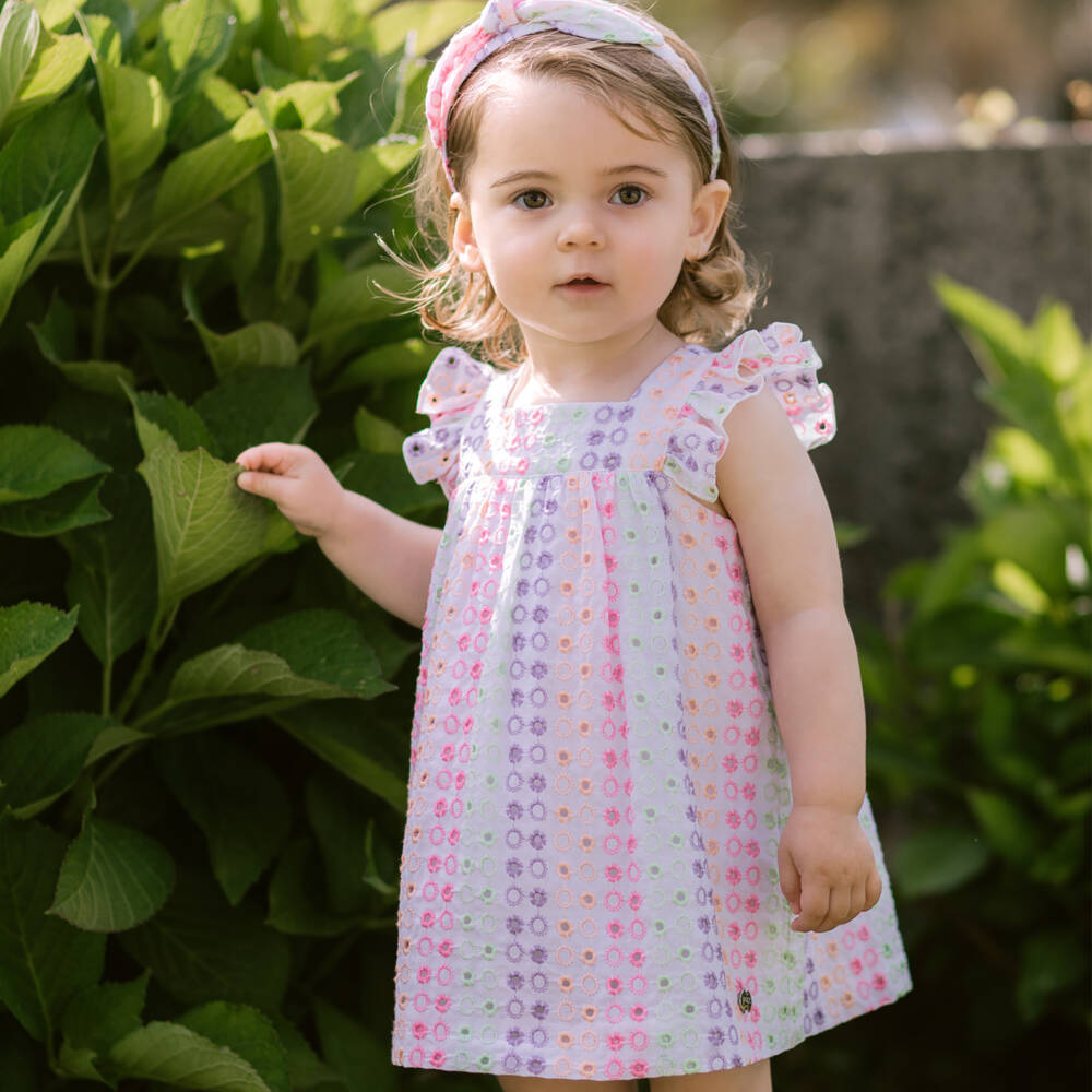 Paz Rodríguez - Baby Girls Pink Cotton Embroidered Dress ...
