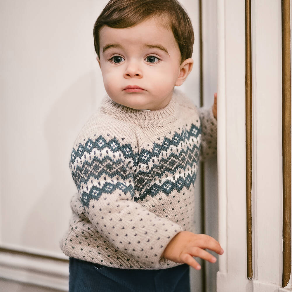 PAZ Rodríguez - طقم شورت قطن وصوف لون بيج للأولاد | Childrensalon Outlet