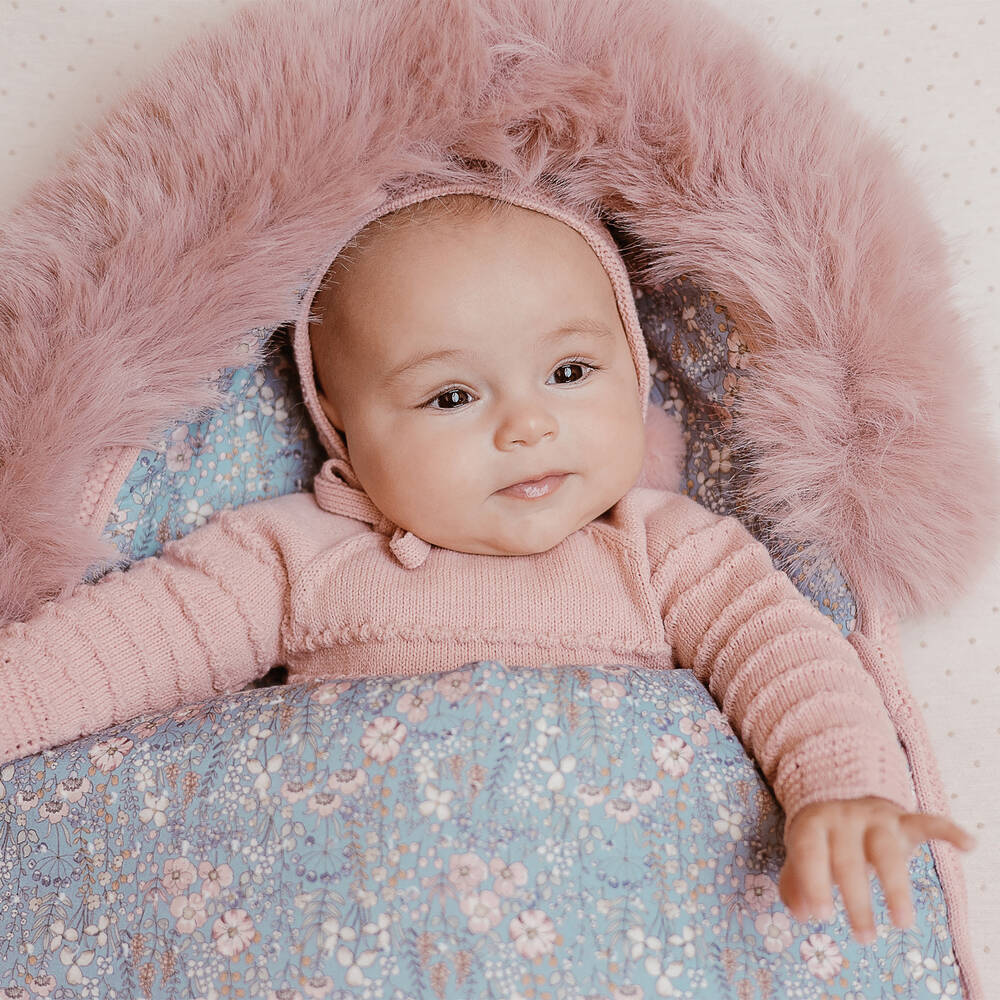Paz Rodríguez - Girls Pink Wool 2 Piece Babygrow | Childrensalon Outlet