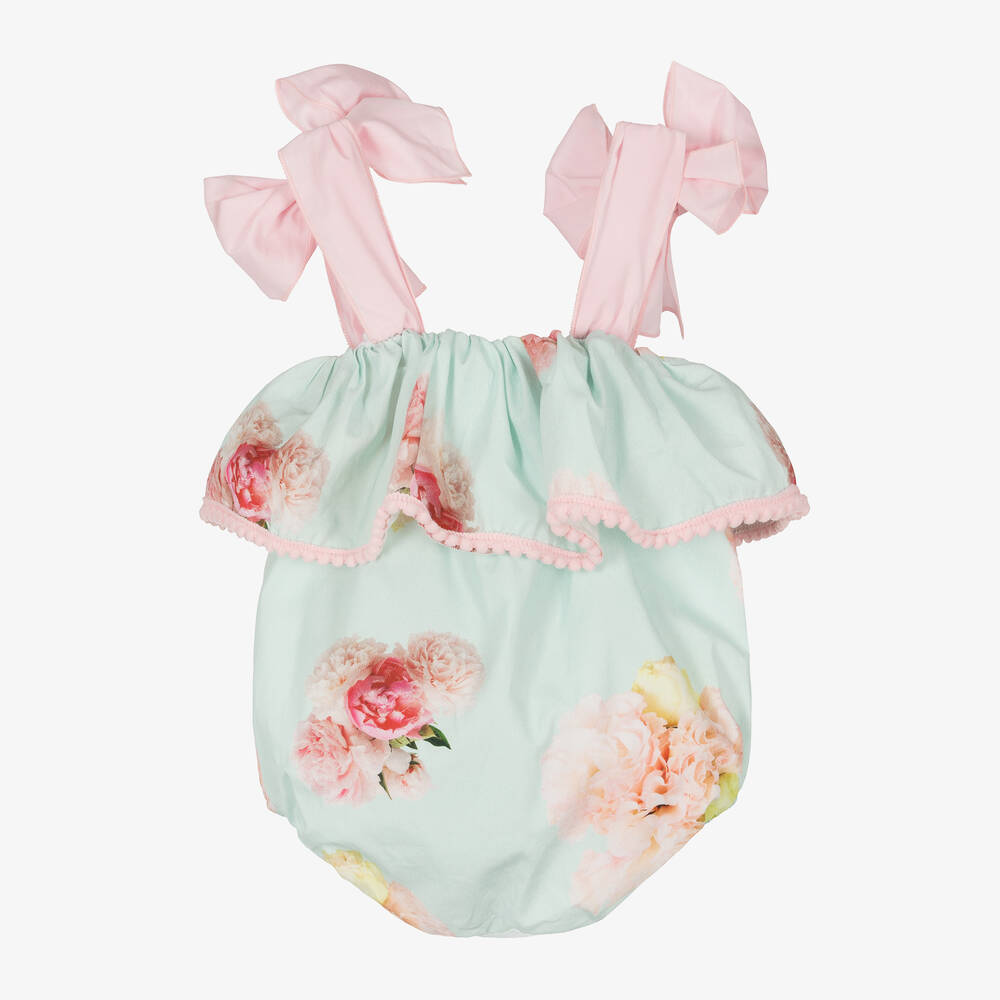 Phi Clothing - Girls Blue Floral Print Cotton Shortie | Childrensalon ...